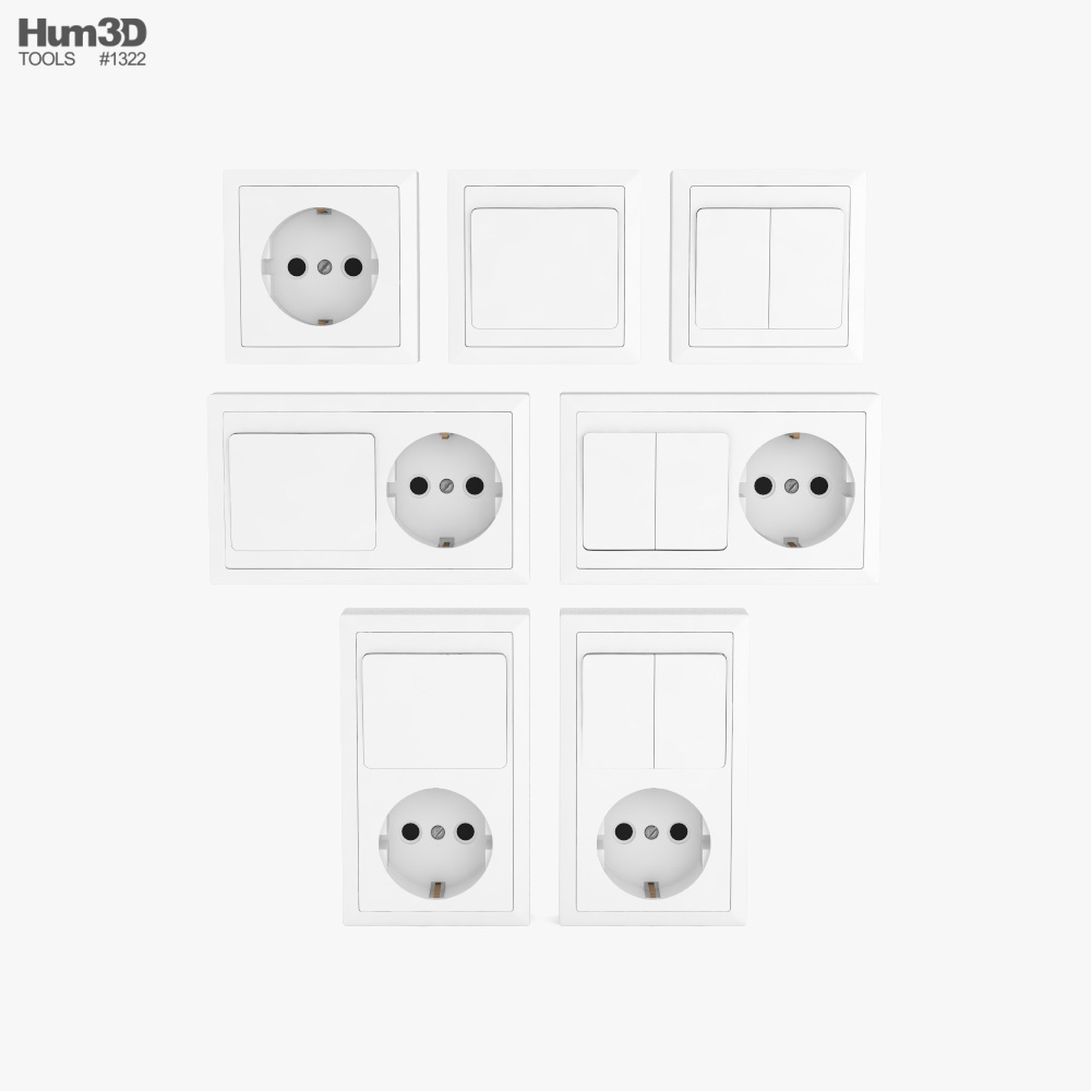 Switch And Socket Type F Euro 3D model - Download Building components ...