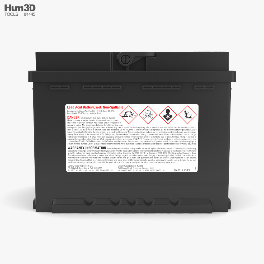 Century DIN53LH AGM Car Battery 3D model - Download Vehicle equipment ...