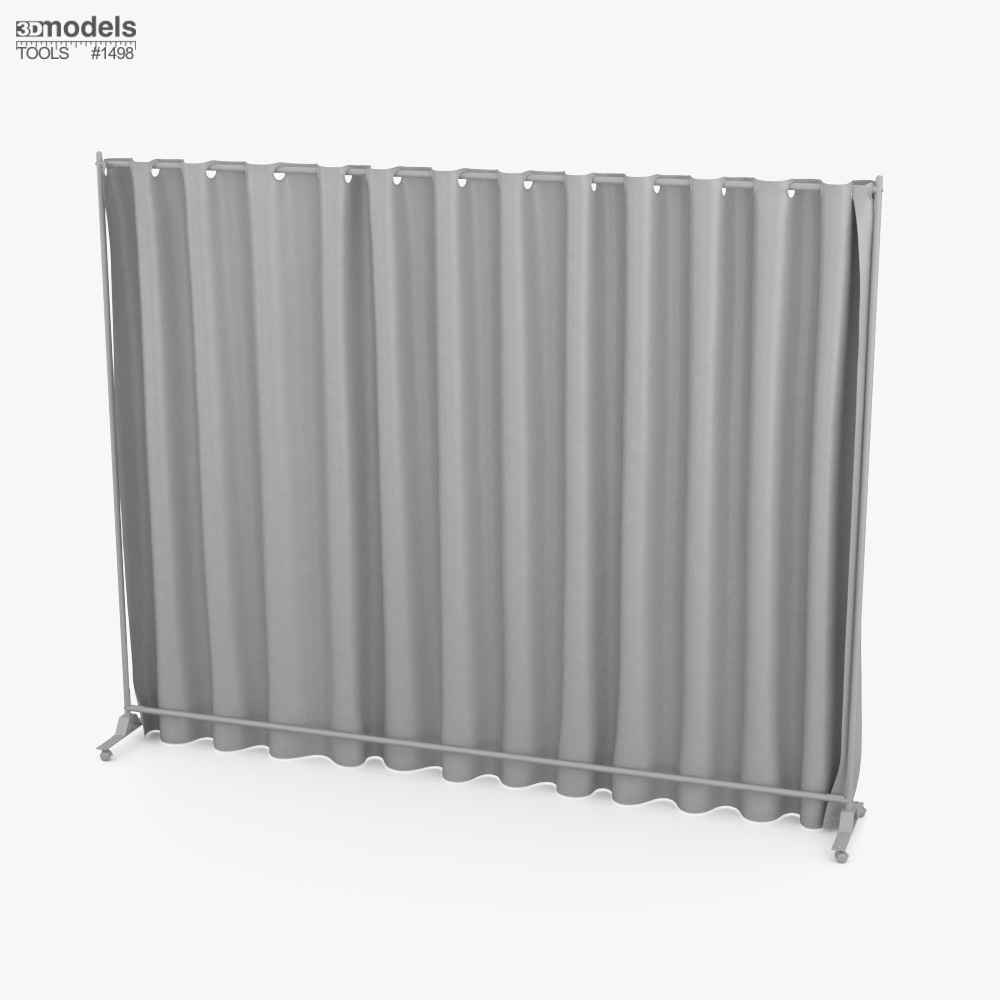 Curtain Room Divider with Wheels 3D model - Download Curtains and ...