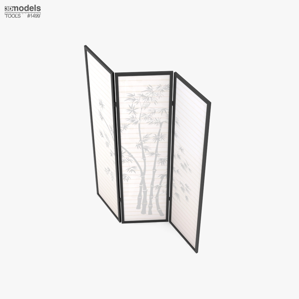 Room Divider Screen 3-Panel 3D model - Download Decoration on 3DModels.org