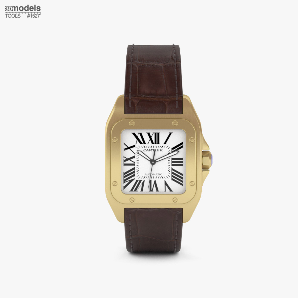 Cartier Santos 100 3D model - Download Watches on 3DModels.org