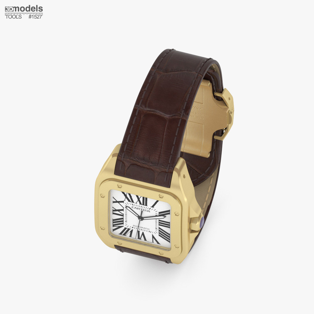 Cartier Santos 100 3D model - Download Watches on 3DModels.org