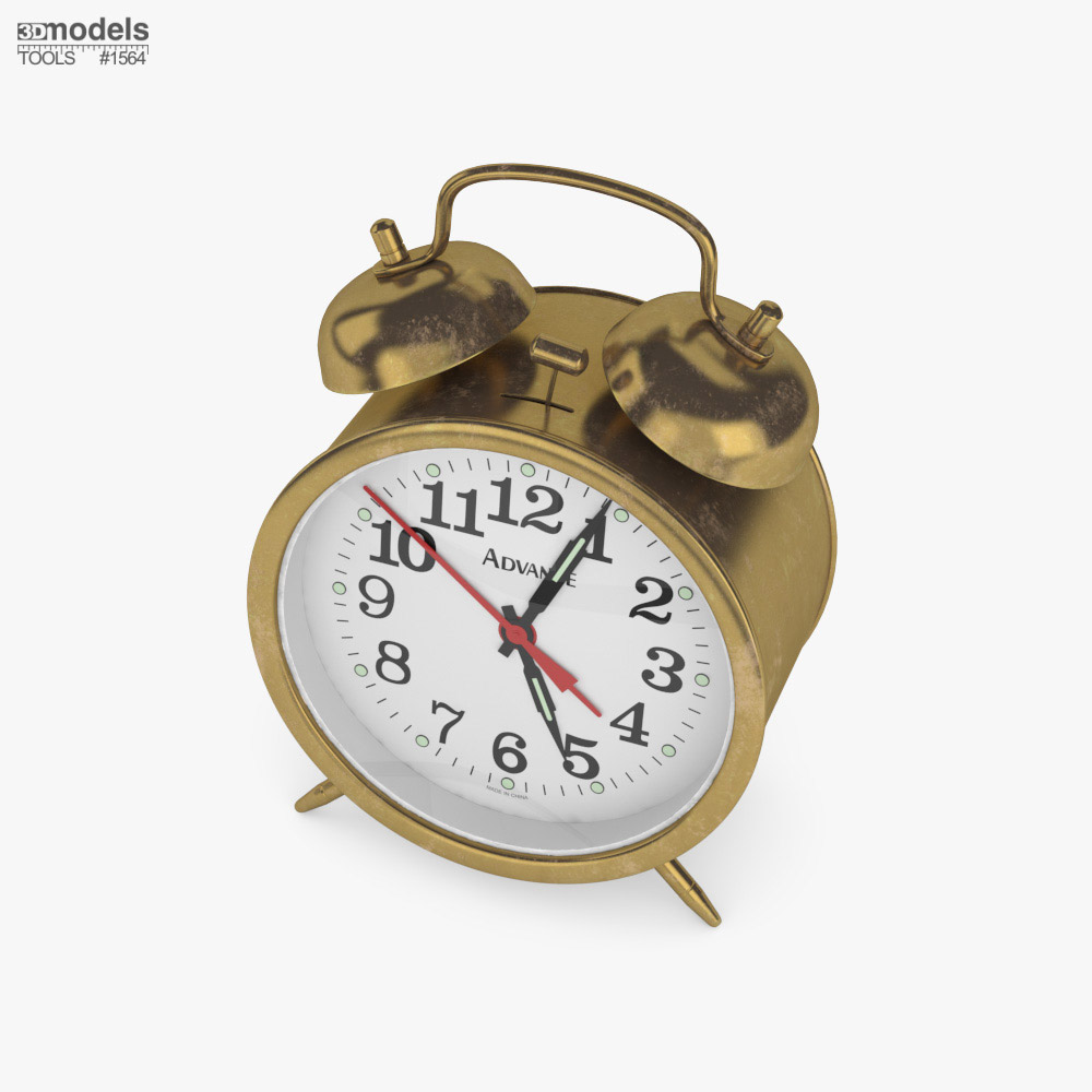 Vintage Gold Twin Bell Alarm Clock 3D model - Download Decoration on ...