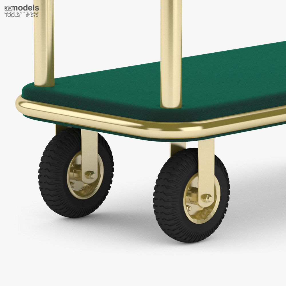 Stainless Steel Luggage Bellman Cart For Hotel Condominium 3D model ...