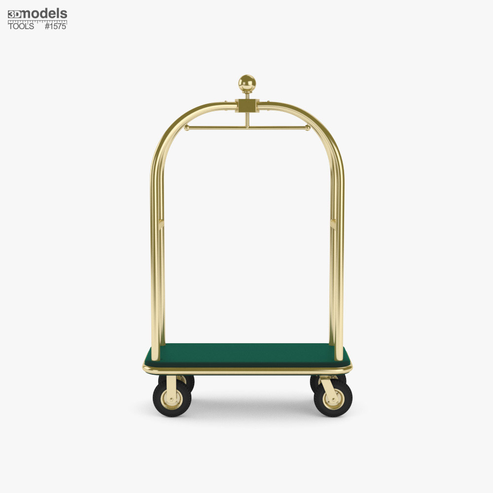 Stainless Steel Luggage Bellman Cart For Hotel Condominium 3D model ...