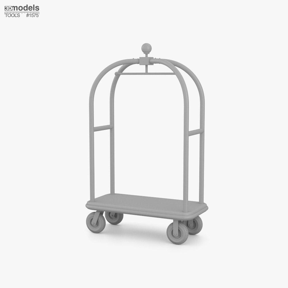 Stainless Steel Luggage Bellman Cart For Hotel Condominium 3D model ...