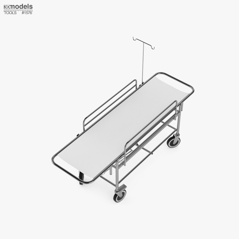 Stainless Steel Stretcher Trolley For Hospital 3D model - Download ...