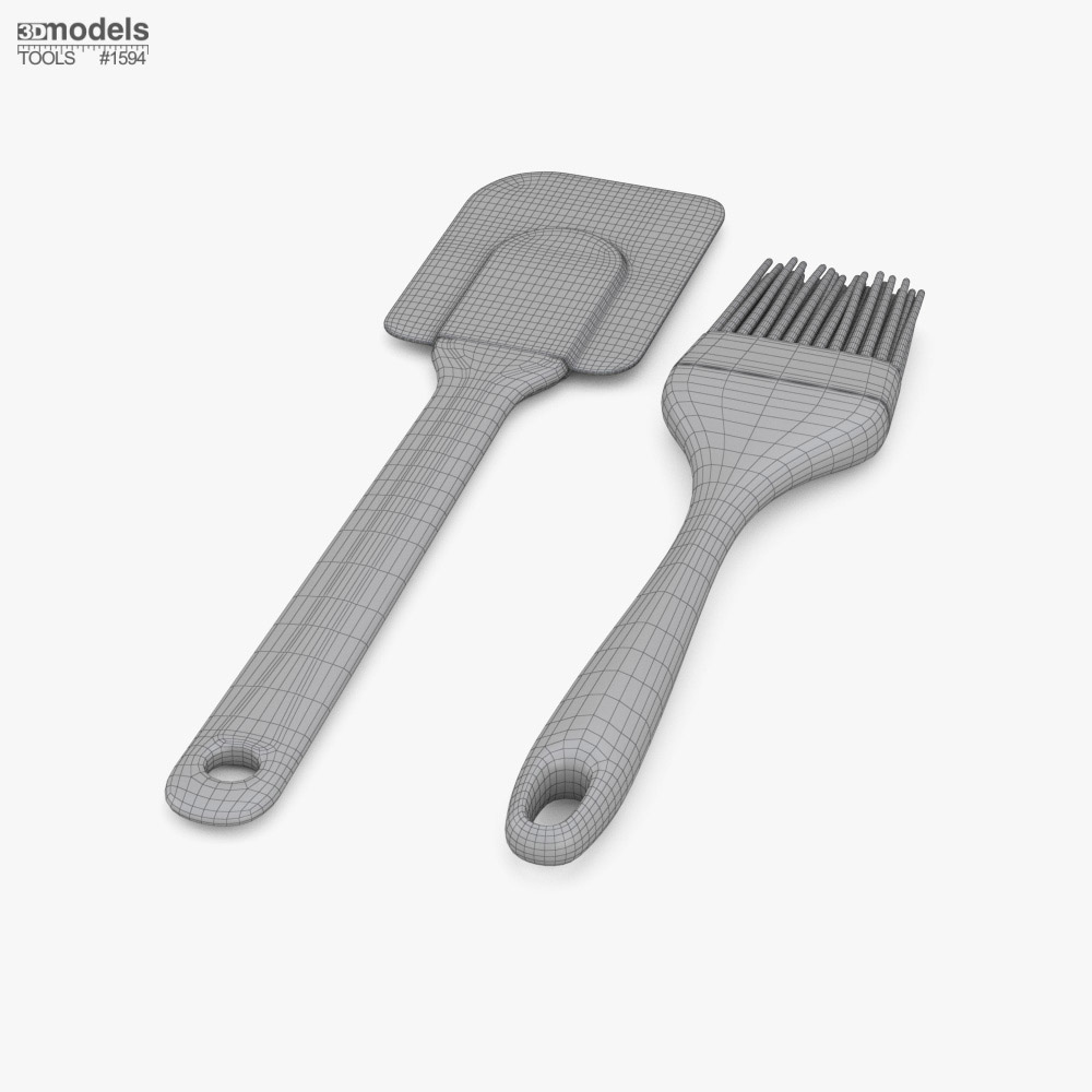 Silicone Non-Sticky Spatula and oil Brush 3D model - Download Dynamic ...