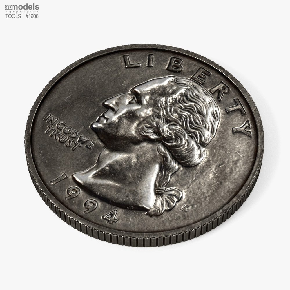 Washington Quarter Value Coin 3D model - Download Coins, Banknotes on ...