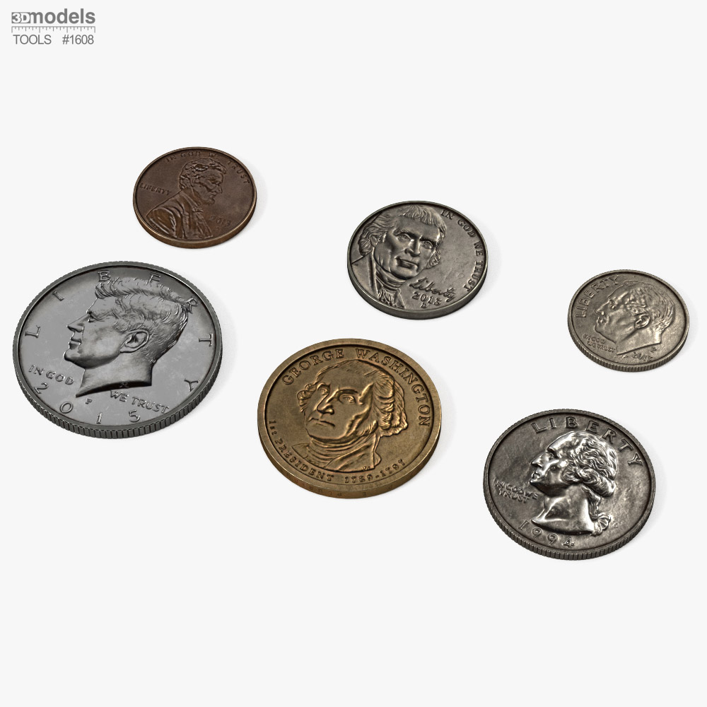 USA Coins Collection 3D model - Download Coins, Banknotes on 3DModels.org