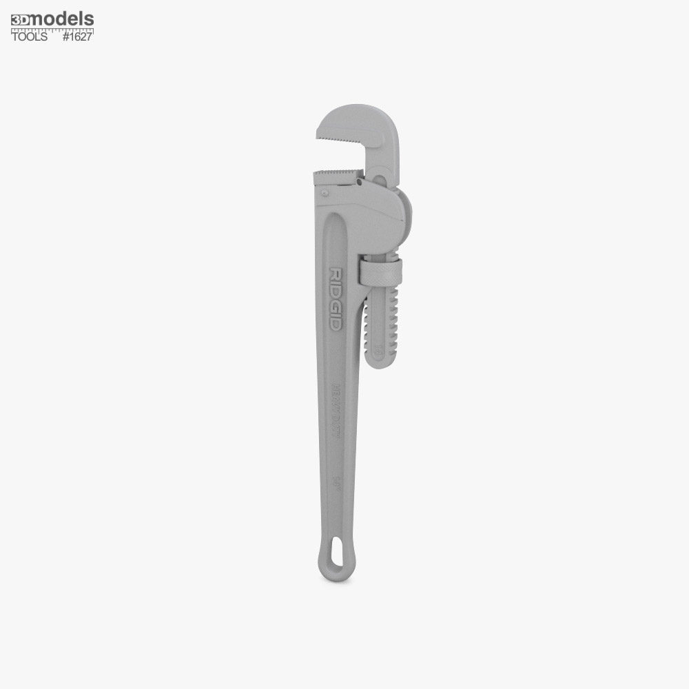 Straight Pipe Wrench 3D model - Download Tools on 3DModels.org