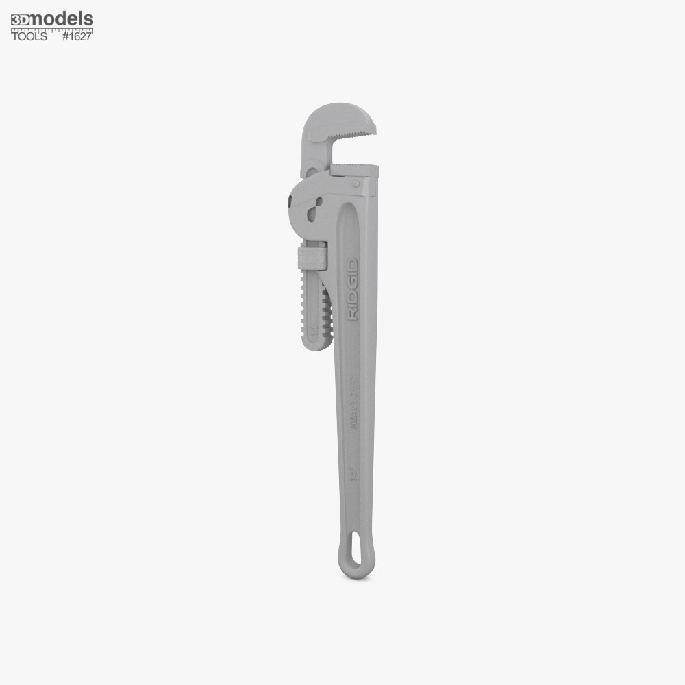 Straight Pipe Wrench 3D model - Download Tools on 3DModels.org