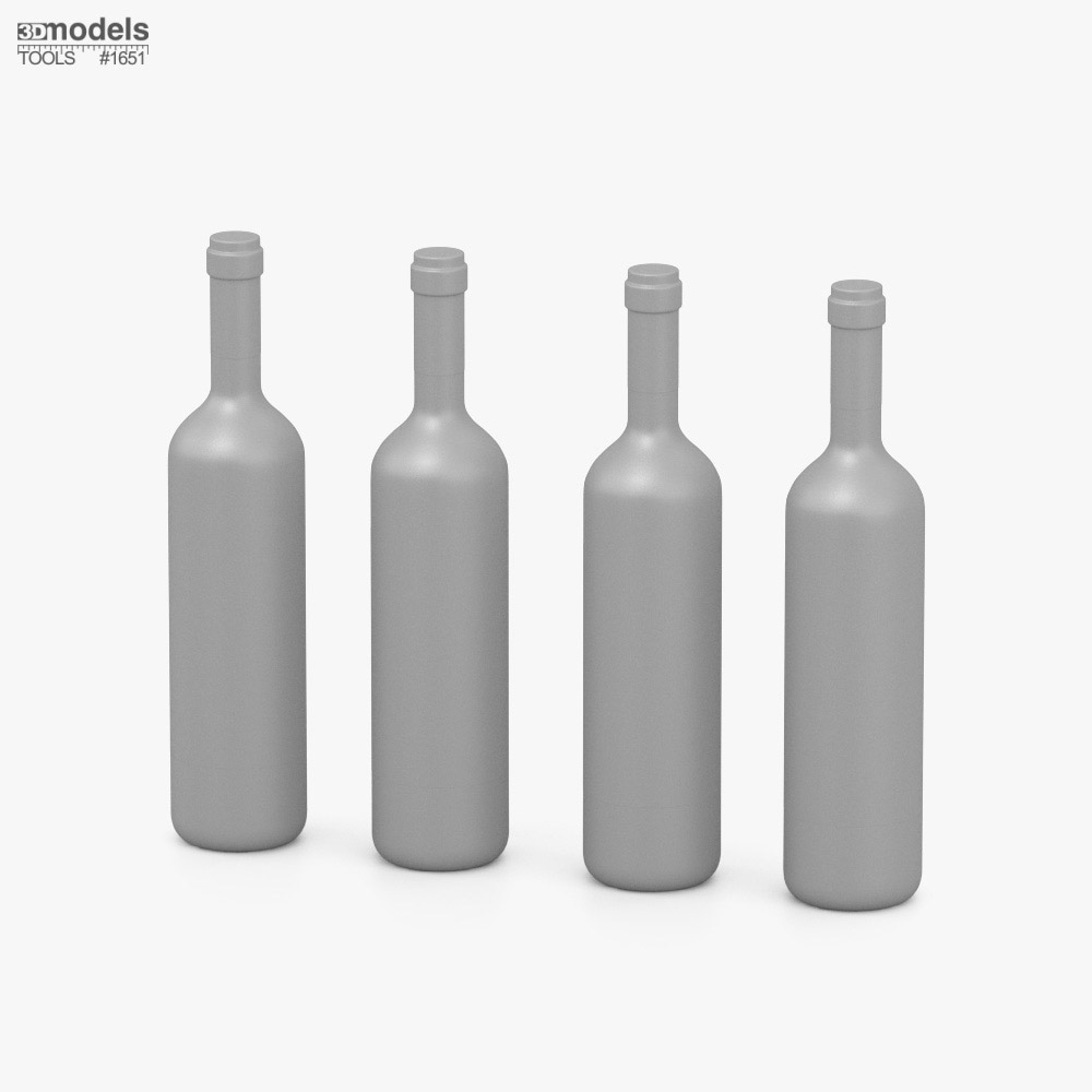Set Of Wine Bottles 3D model - Download Bottles, Cans on 3DModels.org