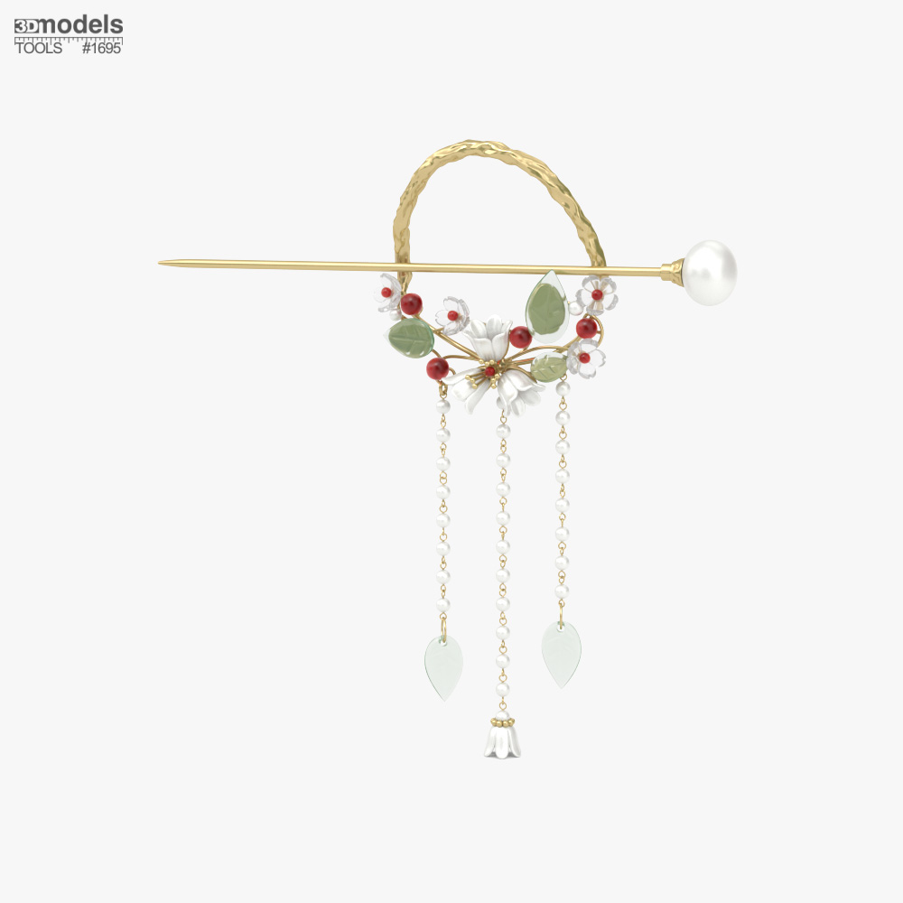 Chinese Hair Accessories 3D model - Download Health and Beauty on ...