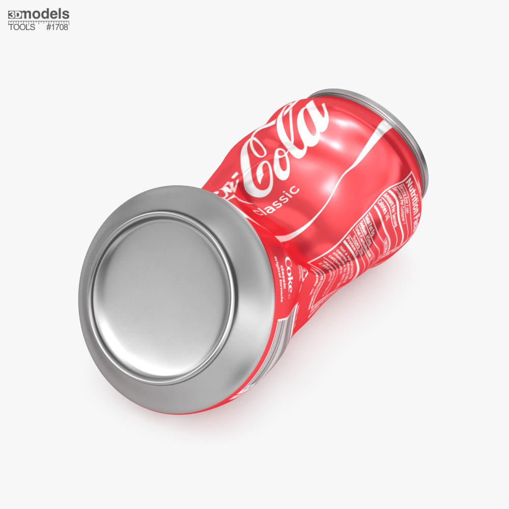 찌그러진 코카콜라 캔 3D 모델 - 다운로드 병, 캔 on 3DModels.org