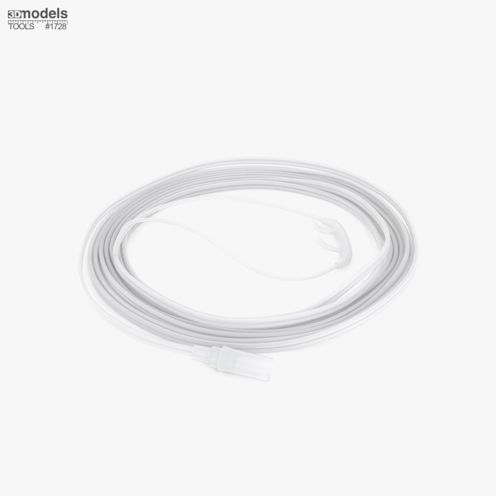 Cannula with dual nasal prongs 3D model - Download Medical Equipment on ...