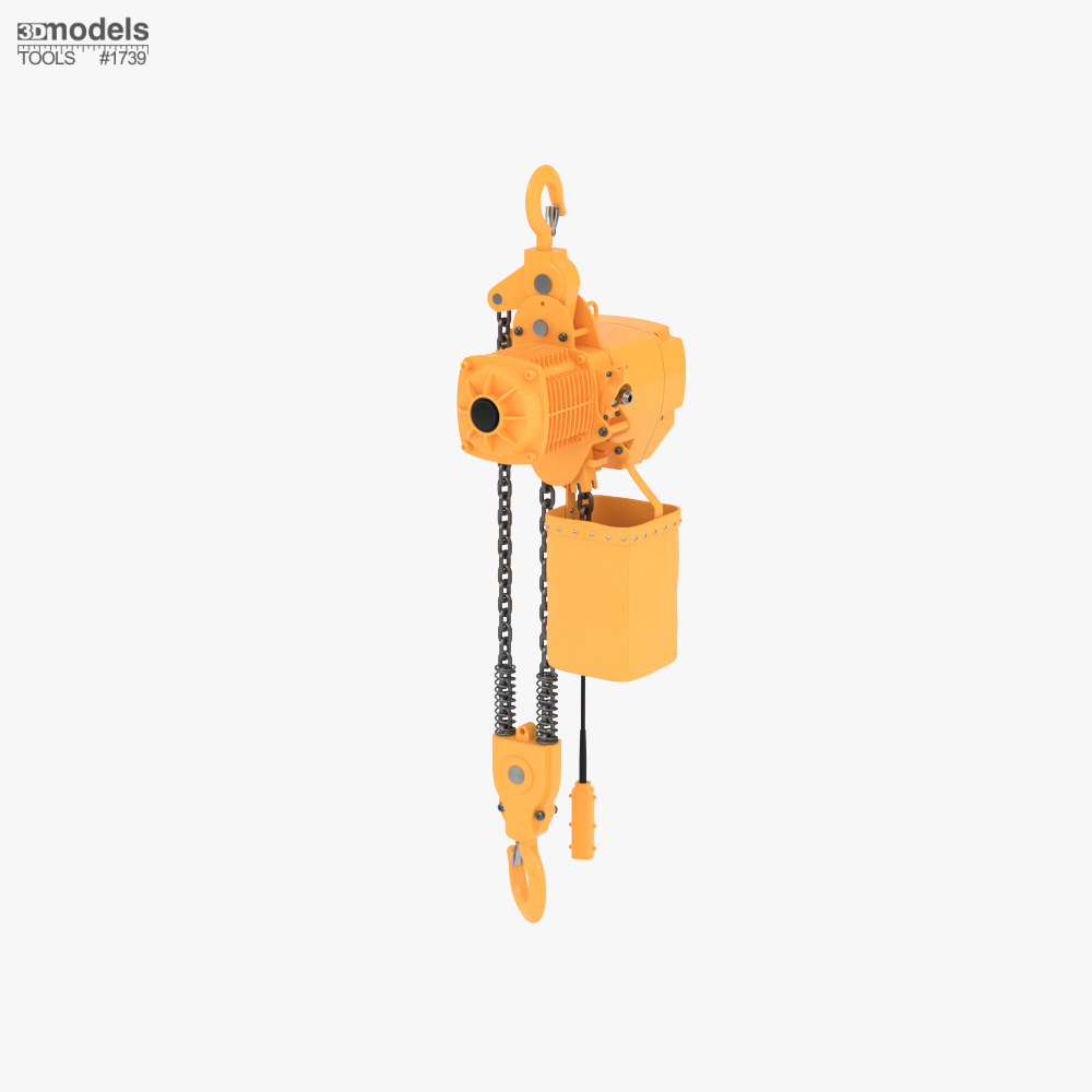 Fixed Electric Chain Hoist with Trolley 3D model - Download Tools on ...
