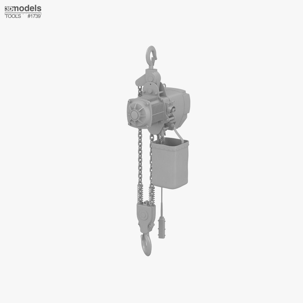 Fixed Electric Chain Hoist with Trolley 3D model - Download Tools on ...