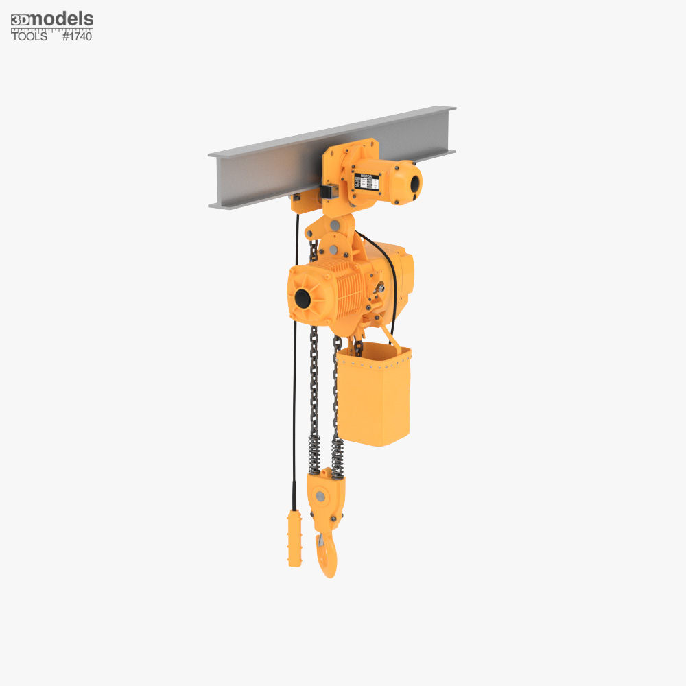 Mobile Electric Chain Hoist with Trolley 3D model - Download Tools on ...