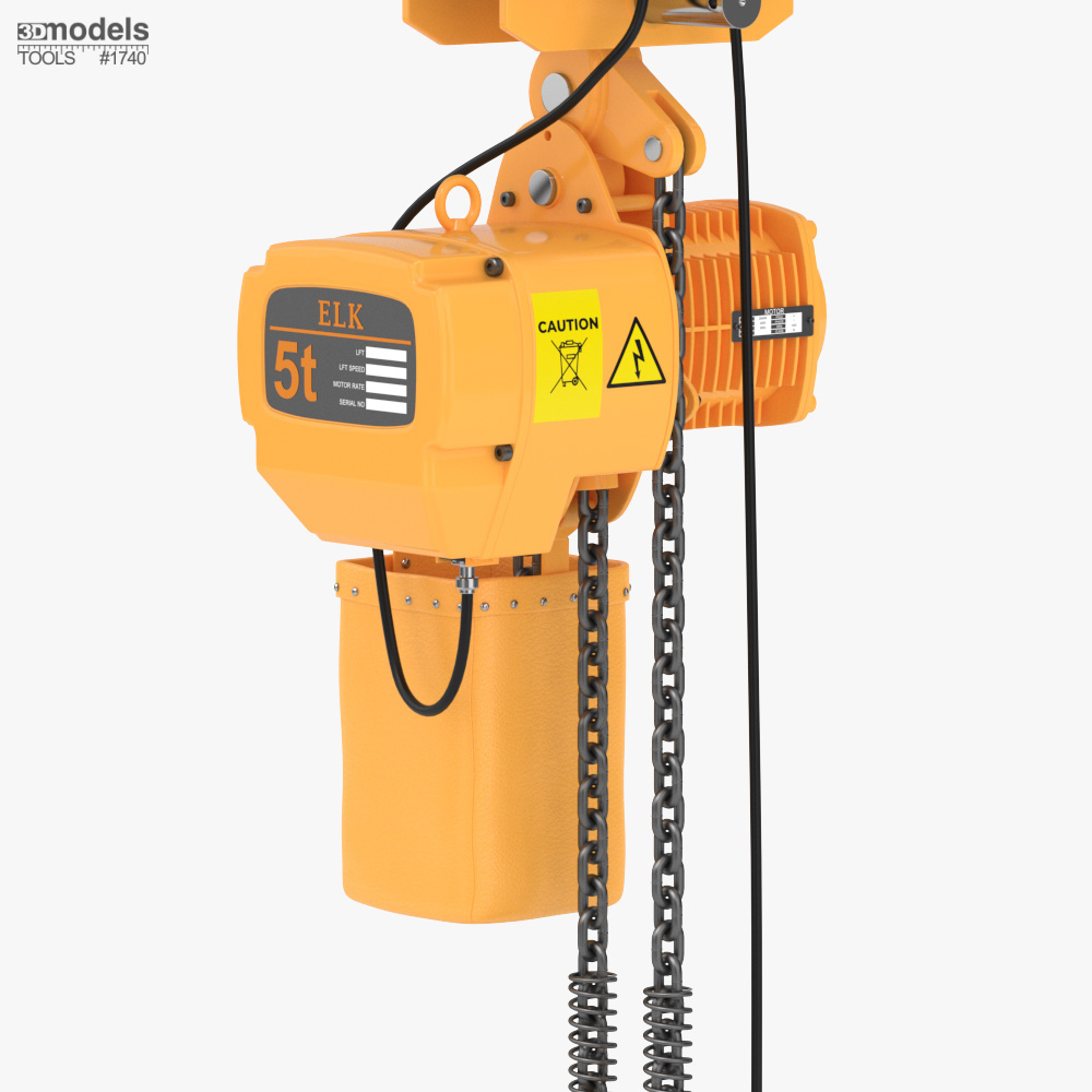 Mobile Electric Chain Hoist with Trolley 3D model - Download Tools on ...
