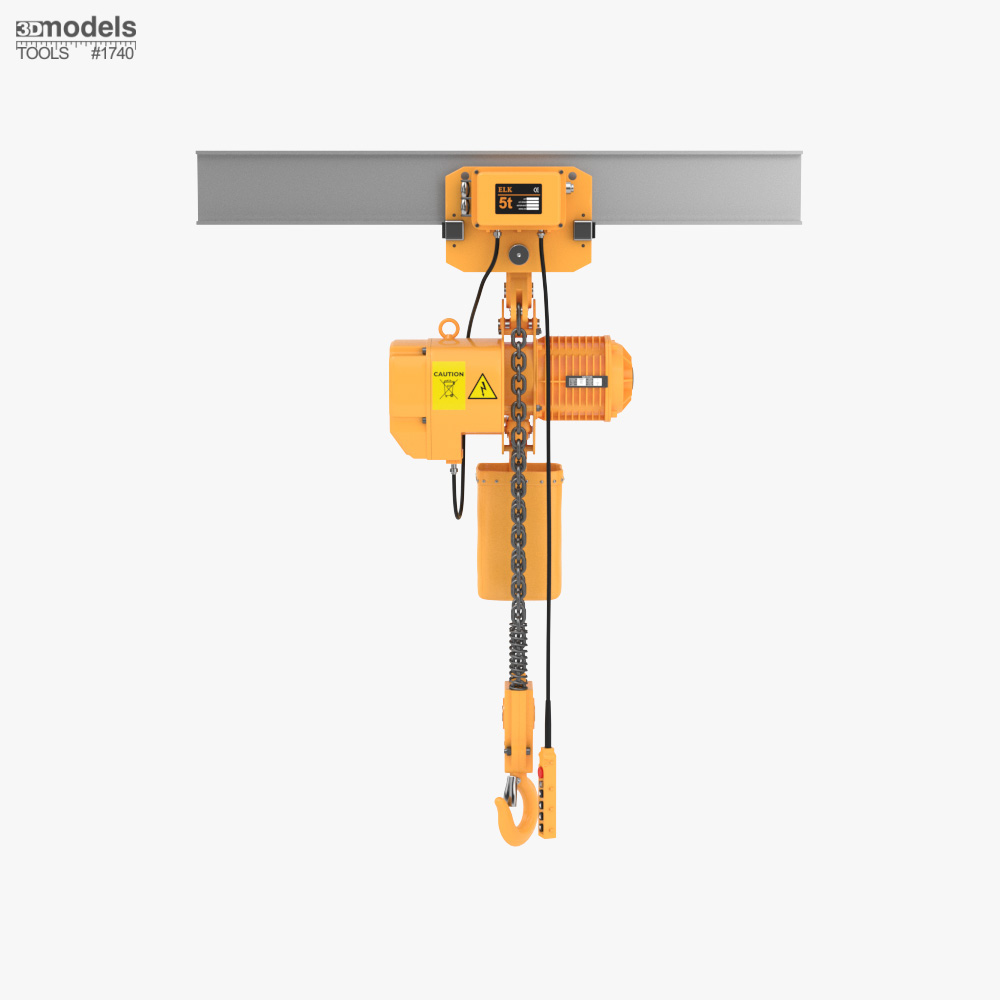 Mobile Electric Chain Hoist with Trolley 3D model - Download Tools on ...