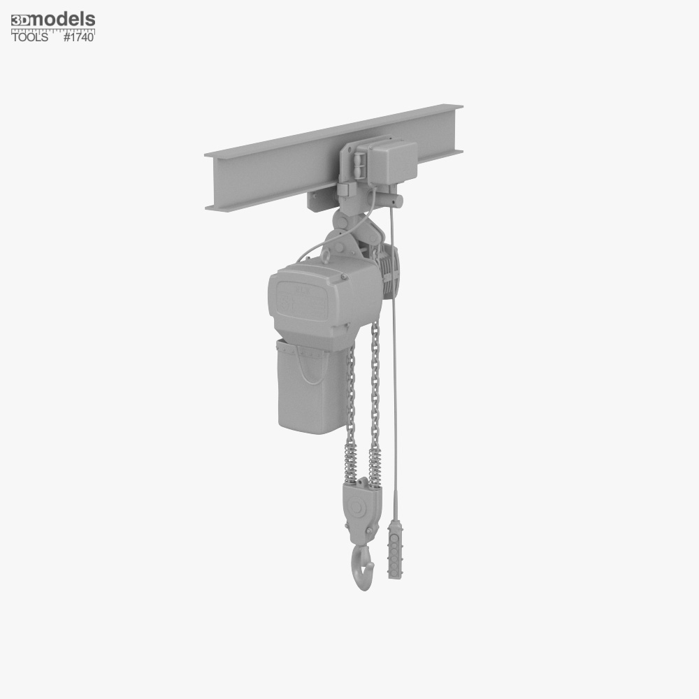 Mobile Electric Chain Hoist with Trolley 3D model - Download Tools on ...