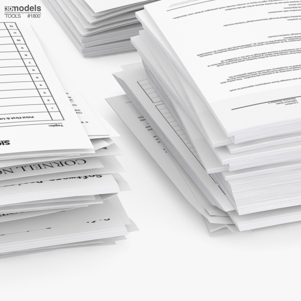 Papers 3D model - Download Stationery on 3DModels.org