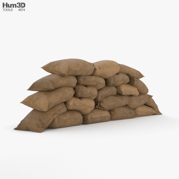 Sandbags Barricade 3D model - Download Street elements on 3DModels.org