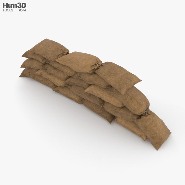 Sandbags Barricade 3D model - Download Street elements on 3DModels.org
