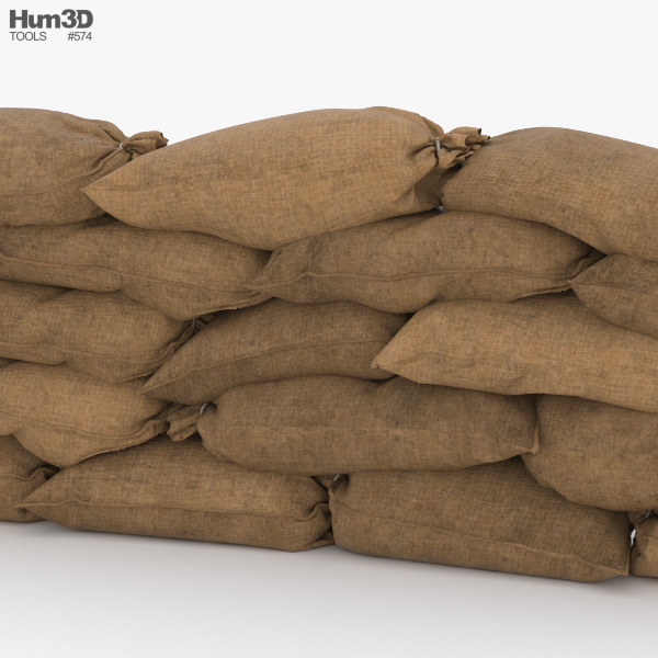 Sandbags Barricade 3D model - Download Street elements on 3DModels.org