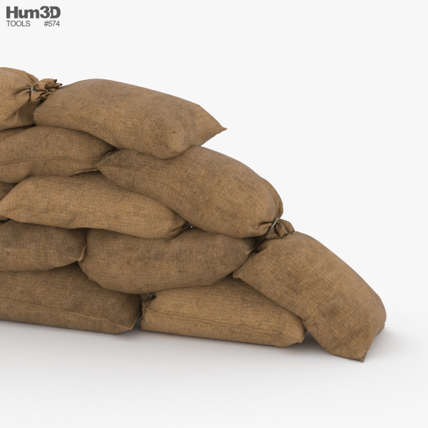 Sandbags Barricade 3D model - Download Street elements on 3DModels.org