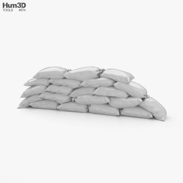 Sandbags Barricade 3D model - Download Street elements on 3DModels.org
