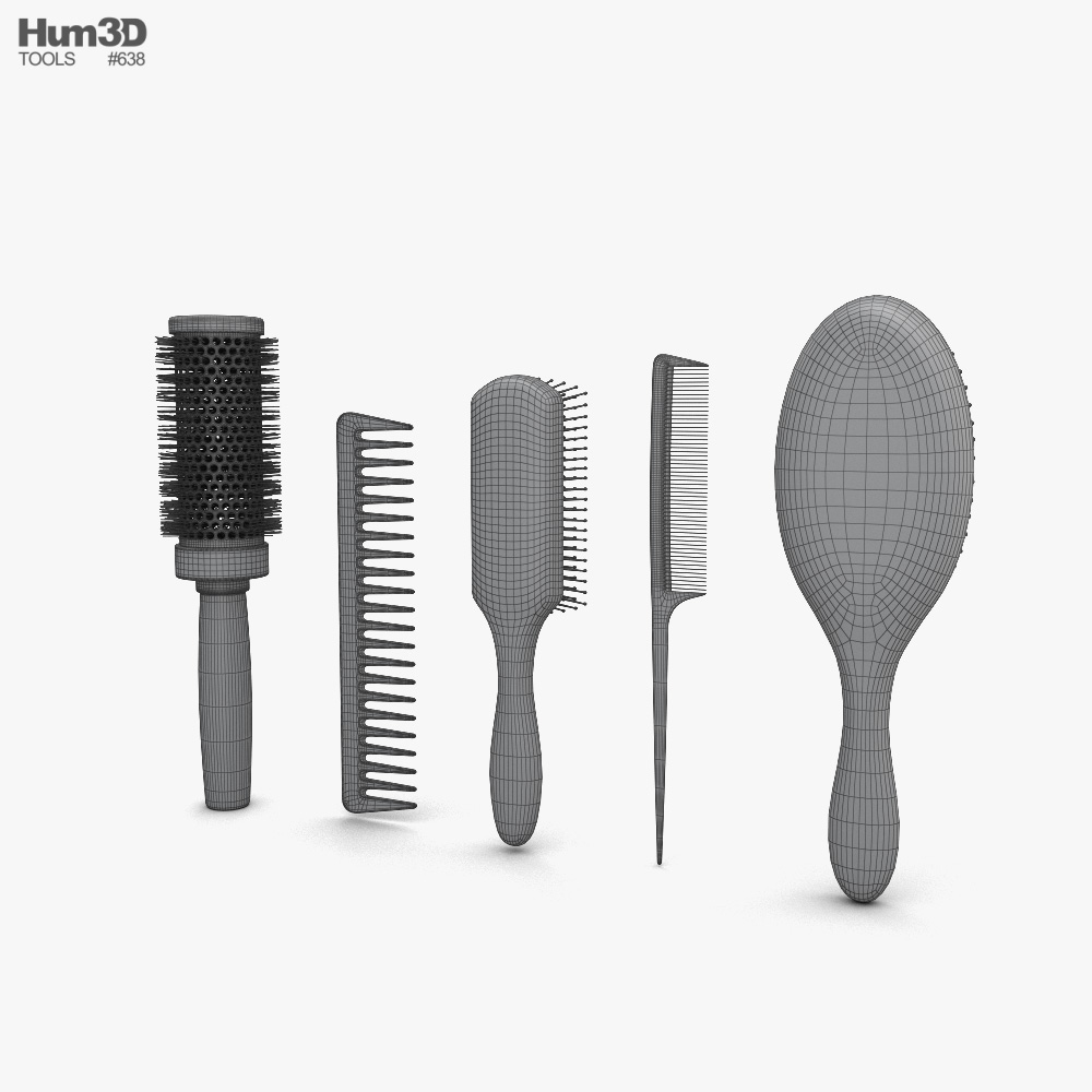 Hair Brush Set 3D model - Download Health and Beauty on 3DModels.org