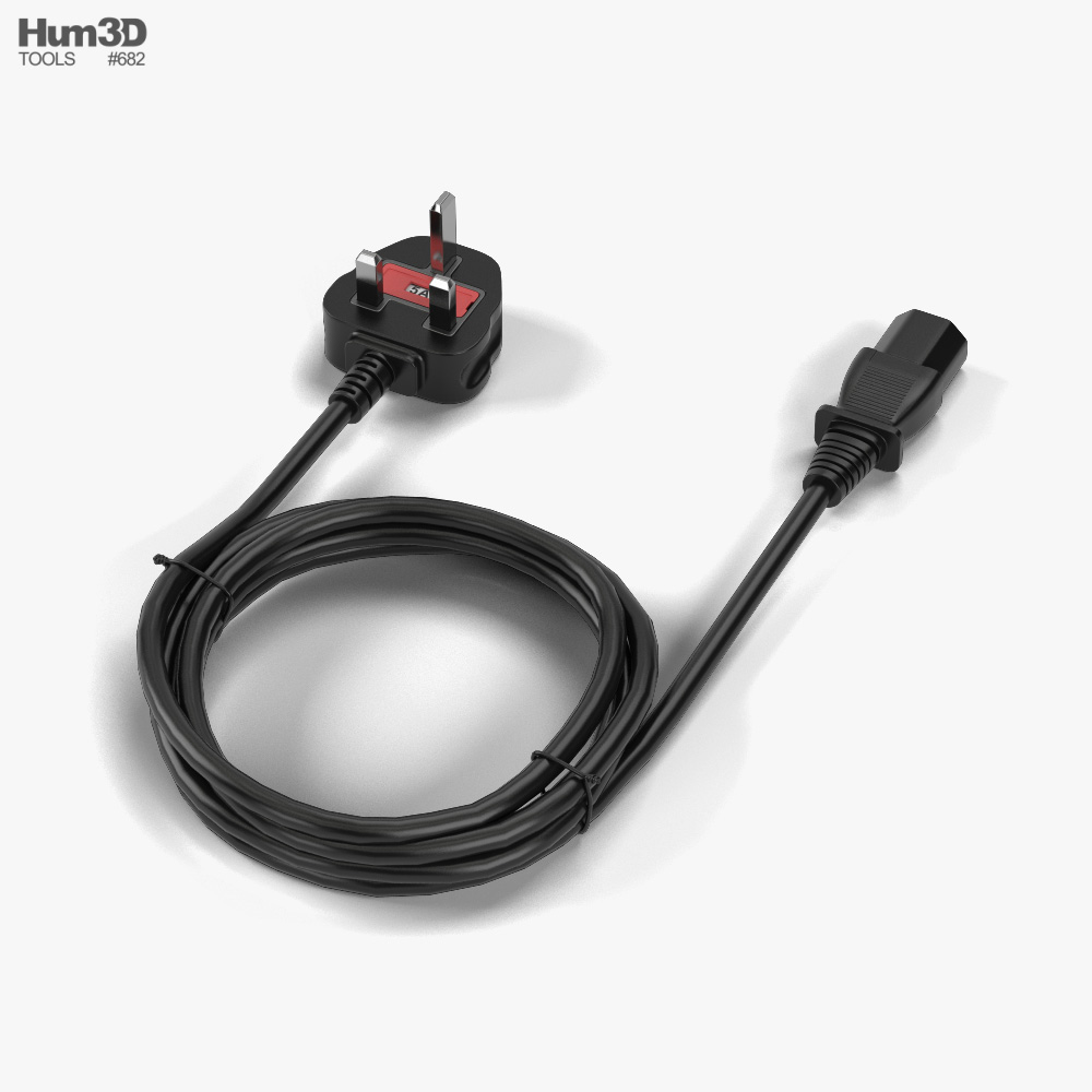 Power Cord UK 3D model - Download Computer Accessories on 3DModels.org