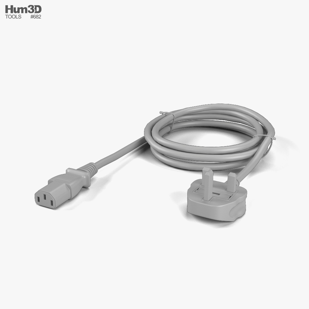 Power Cord UK 3D model - Download Computer Accessories on 3DModels.org