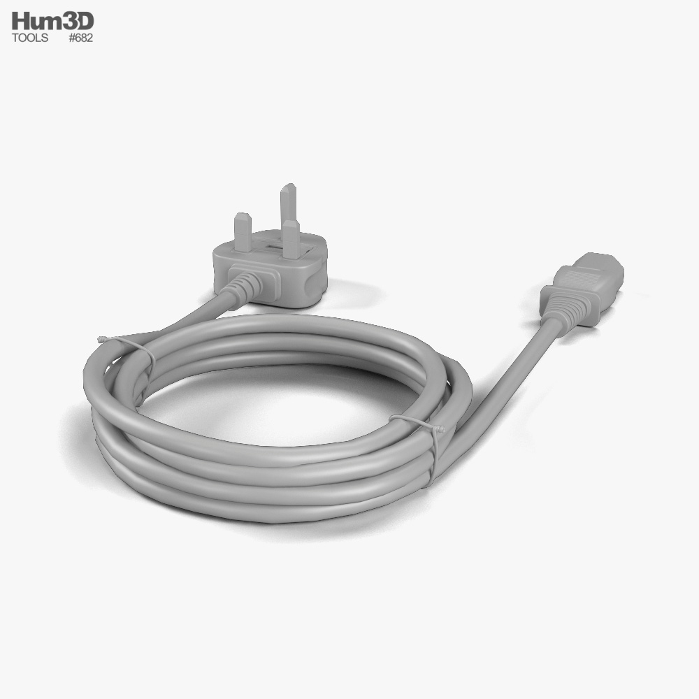 Power Cord UK 3D model - Download Computer Accessories on 3DModels.org