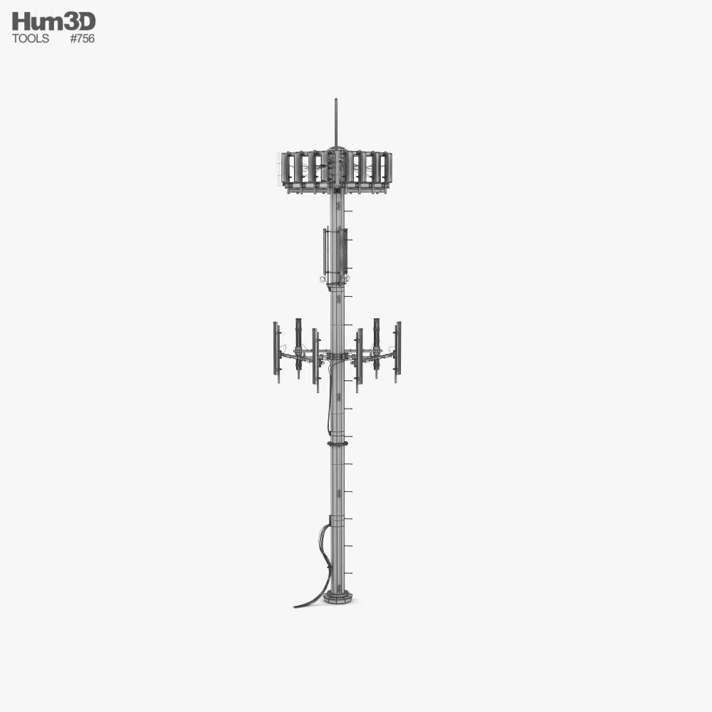 Cell Tower 3D model - Download Infrastructure Buildings on 3DModels.org