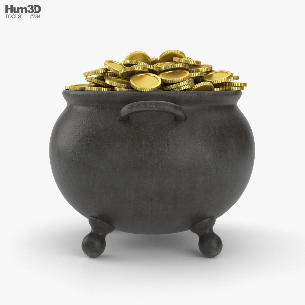 Olla con monedas de oro Modelo 3D - Descargar Monedas, Billetes on ...