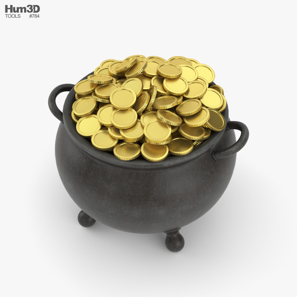 Olla con monedas de oro Modelo 3D - Descargar Monedas, Billetes on ...