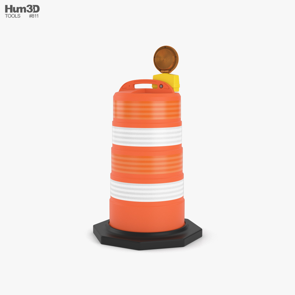 Traffic Road Barrel with Warning Light 3D model - Download Street ...