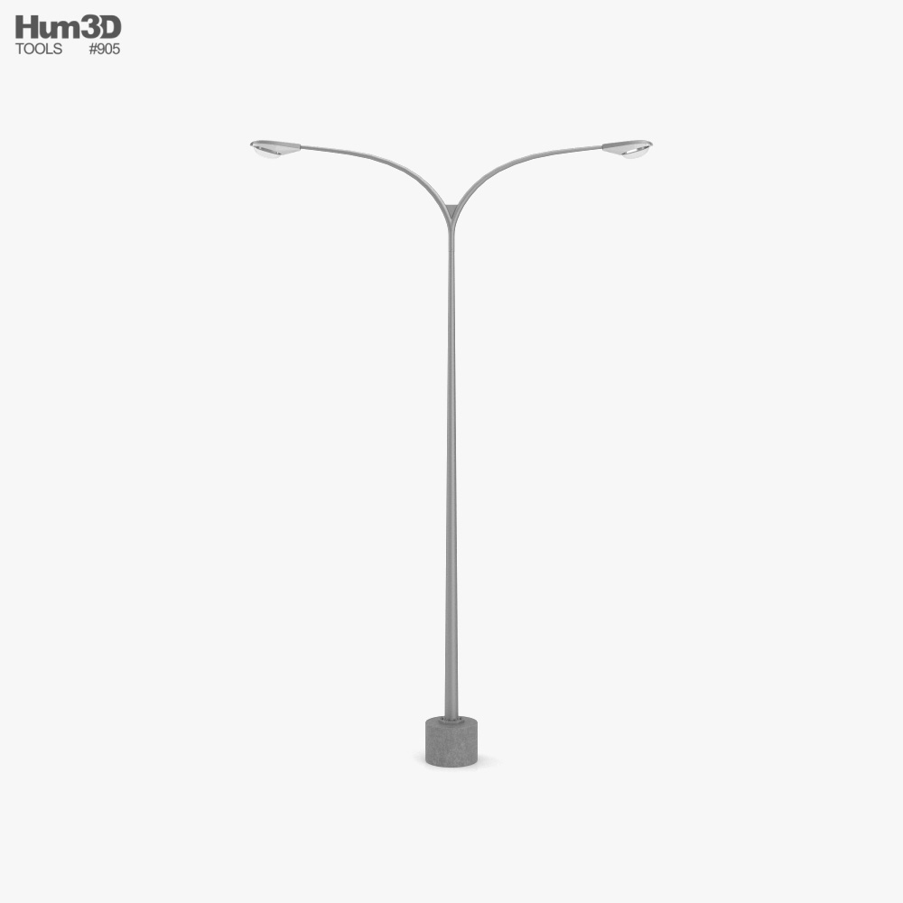 Lamp Post Double 3D model - Download Street elements on 3DModels.org