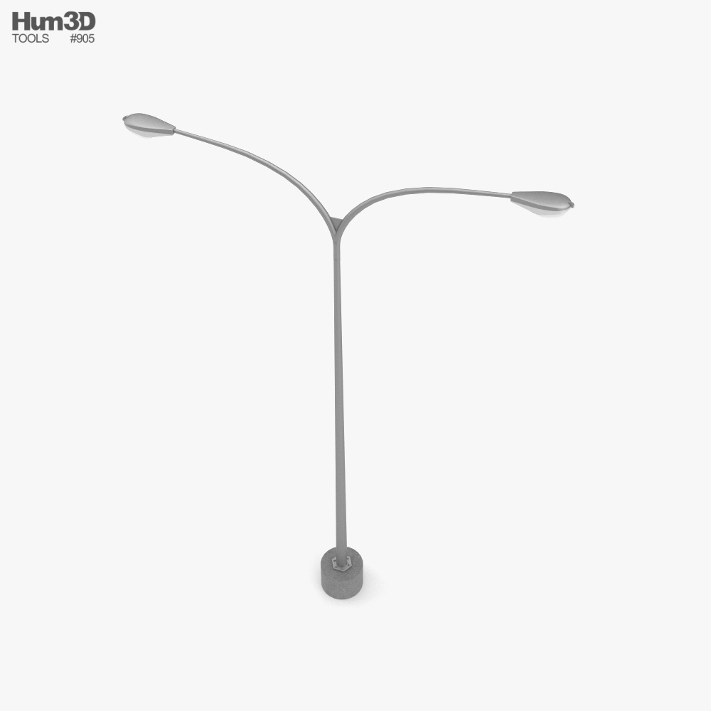 Lamp Post Double 3D model - Download Street elements on 3DModels.org
