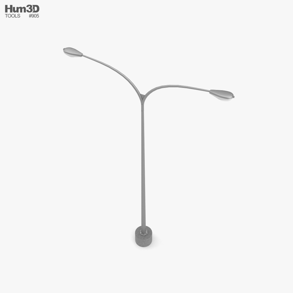 Lamp Post Double 3D model - Download Street elements on 3DModels.org