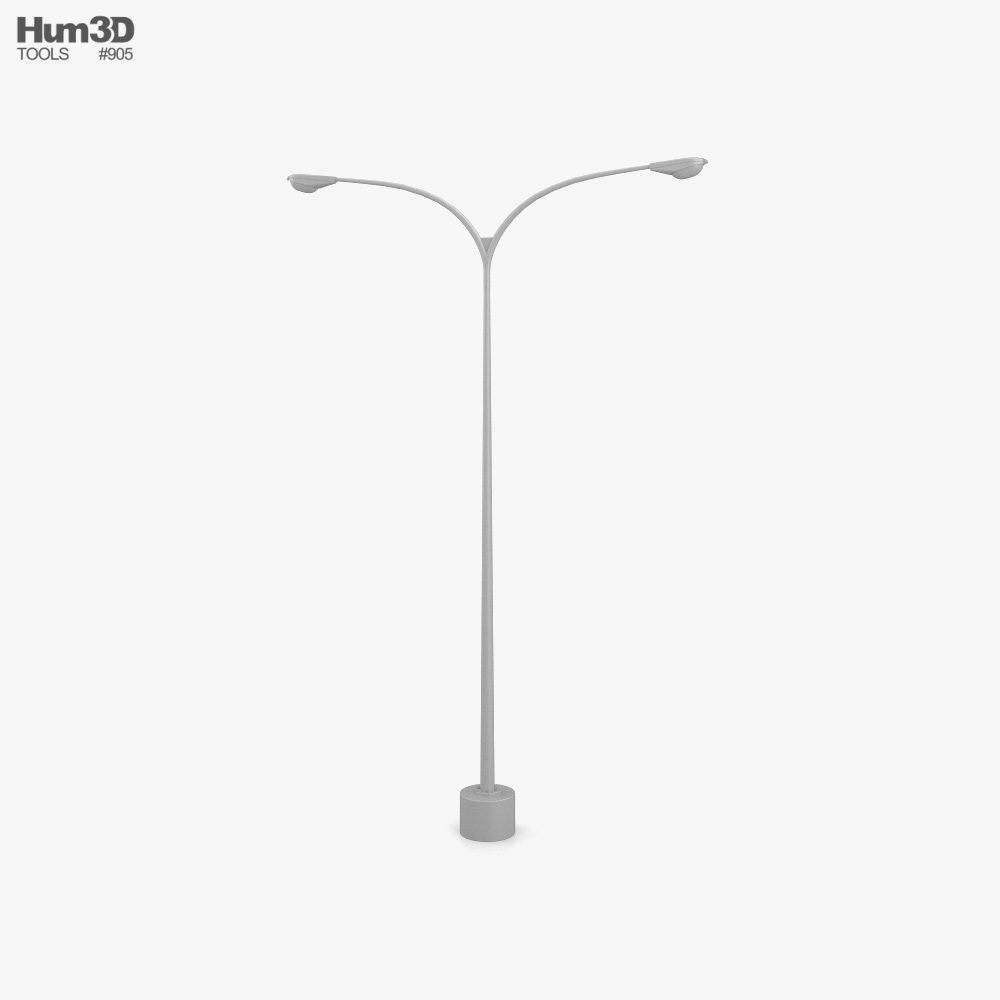 Lamp Post Double 3D model - Download Street elements on 3DModels.org