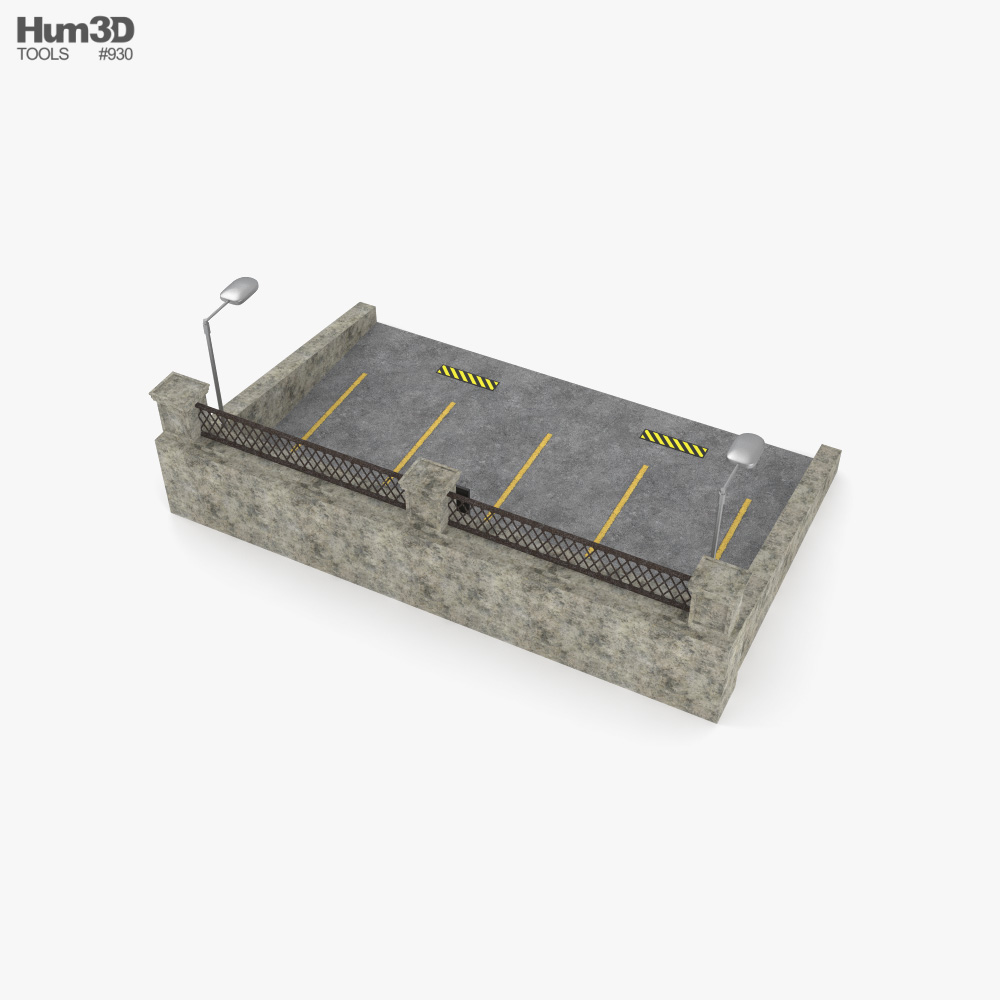 Small Car Parking slot 3D model - Download Street elements on 3DModels.org