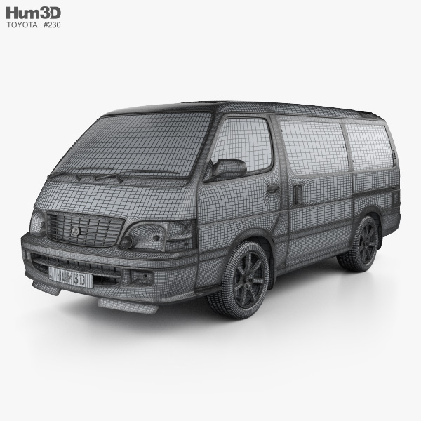 Toyota Hiace Passenger Van (JP) 2002 3D model - Download Van on ...