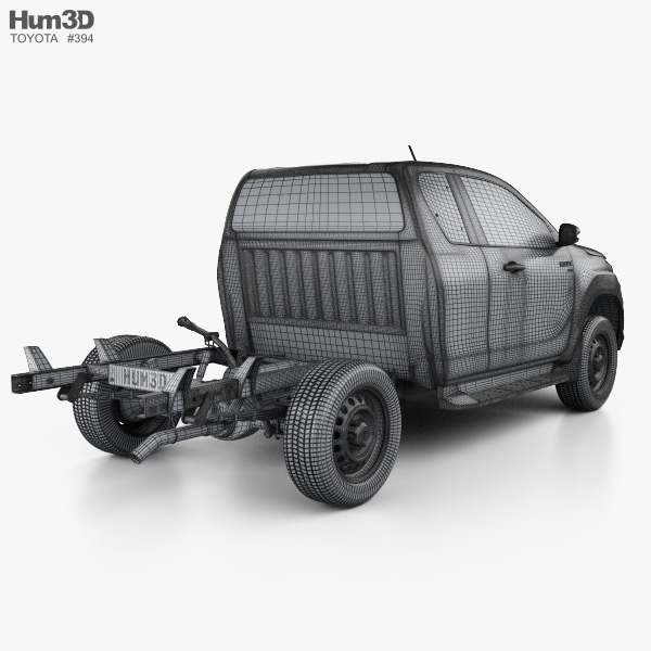 Toyota Hilux Extra Cab Chassis SR 2022 3D model - Download Pickup on ...