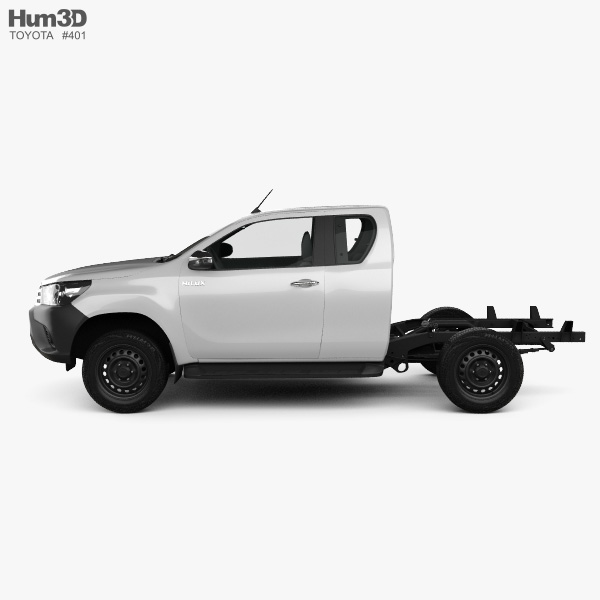 Toyota Hilux Extra Cab Chassis 2018 3D model - Download Pickup on ...