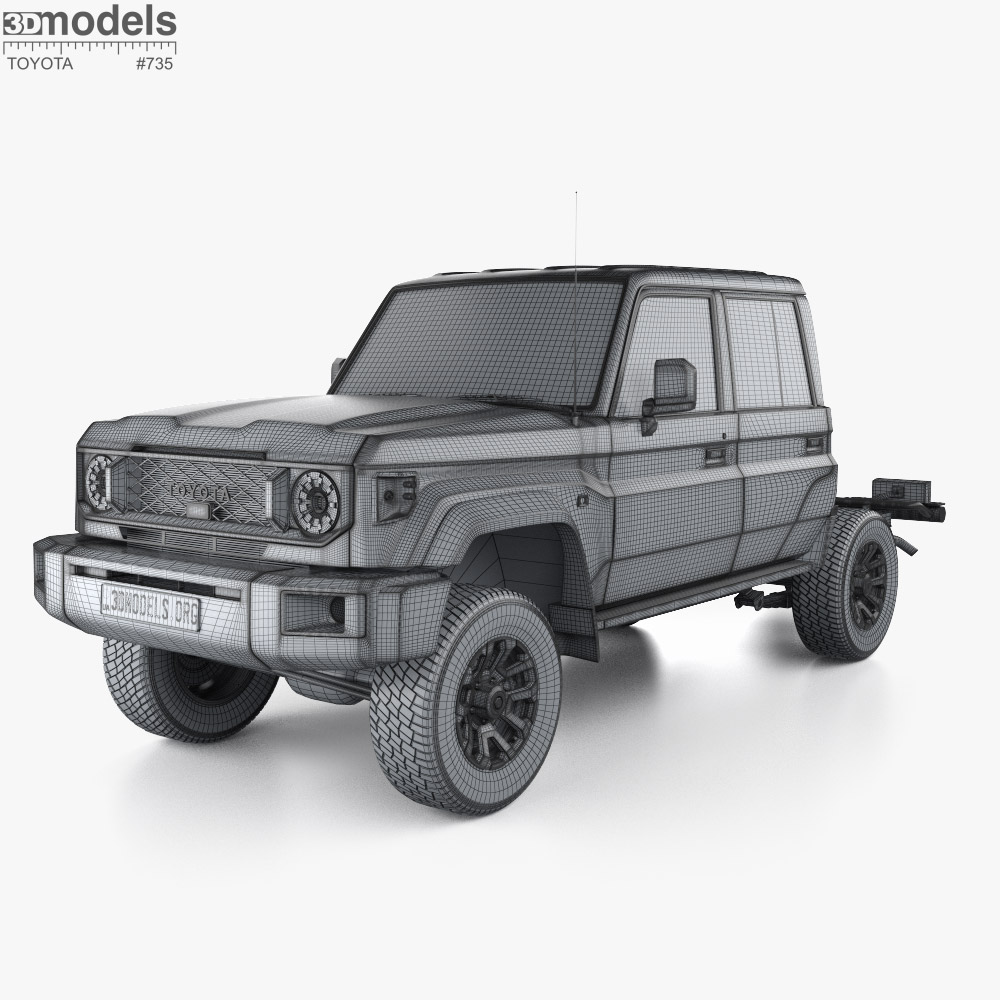 Toyota Land Cruiser 더블캡 Chassis 2025 3D 모델 - 다운로드 픽업 트럭 on 3DModels.org