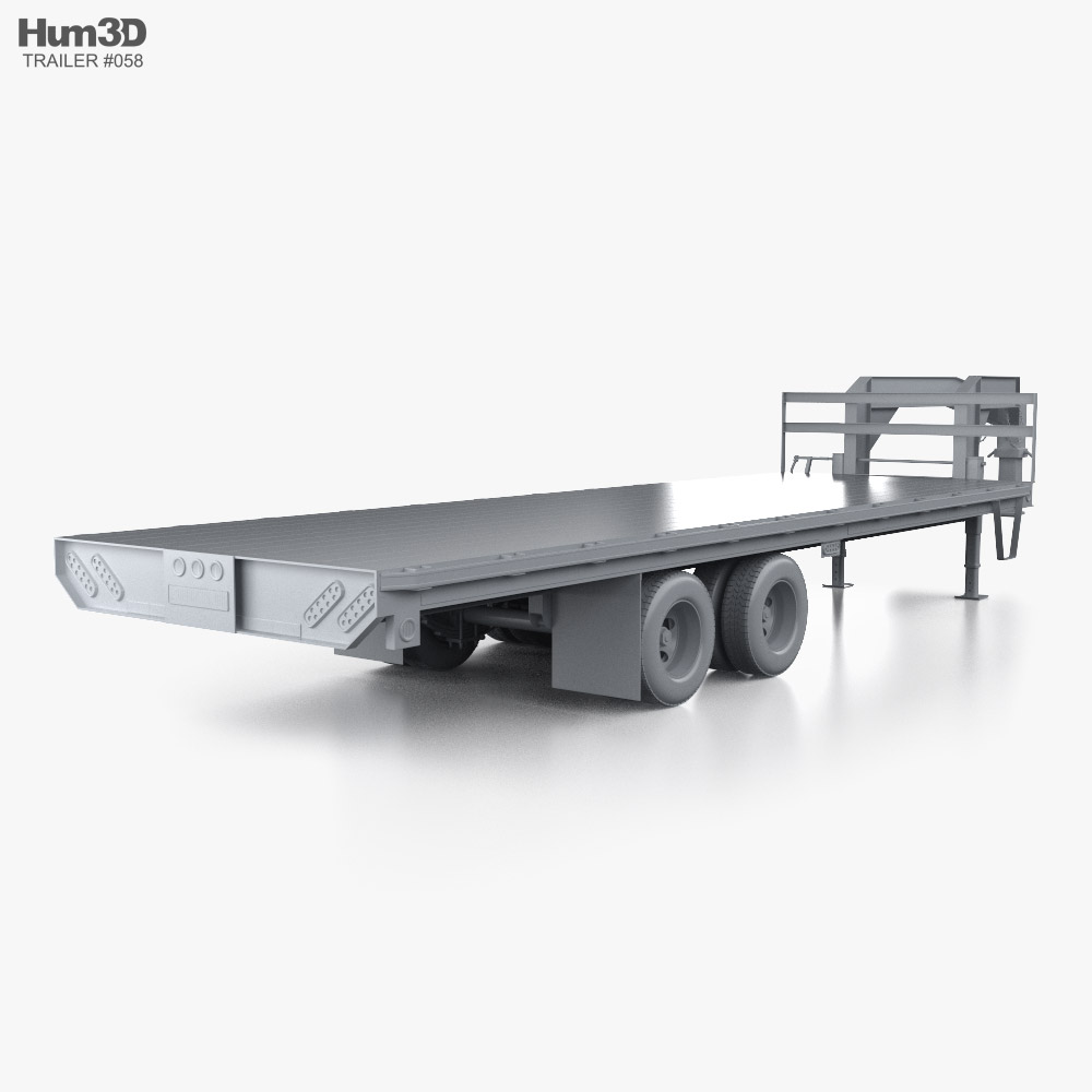 Kauffman Deluxe Gooseneck 30ft Tandem Flatbed Trailer 2025 3D model ...